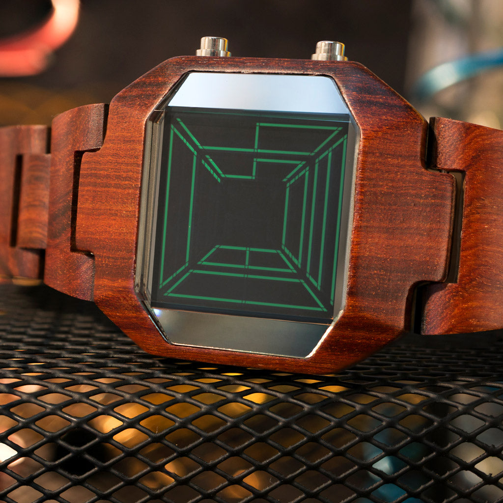 Futuristic Watch | Space Digits Wood | Tokyoflash Japan