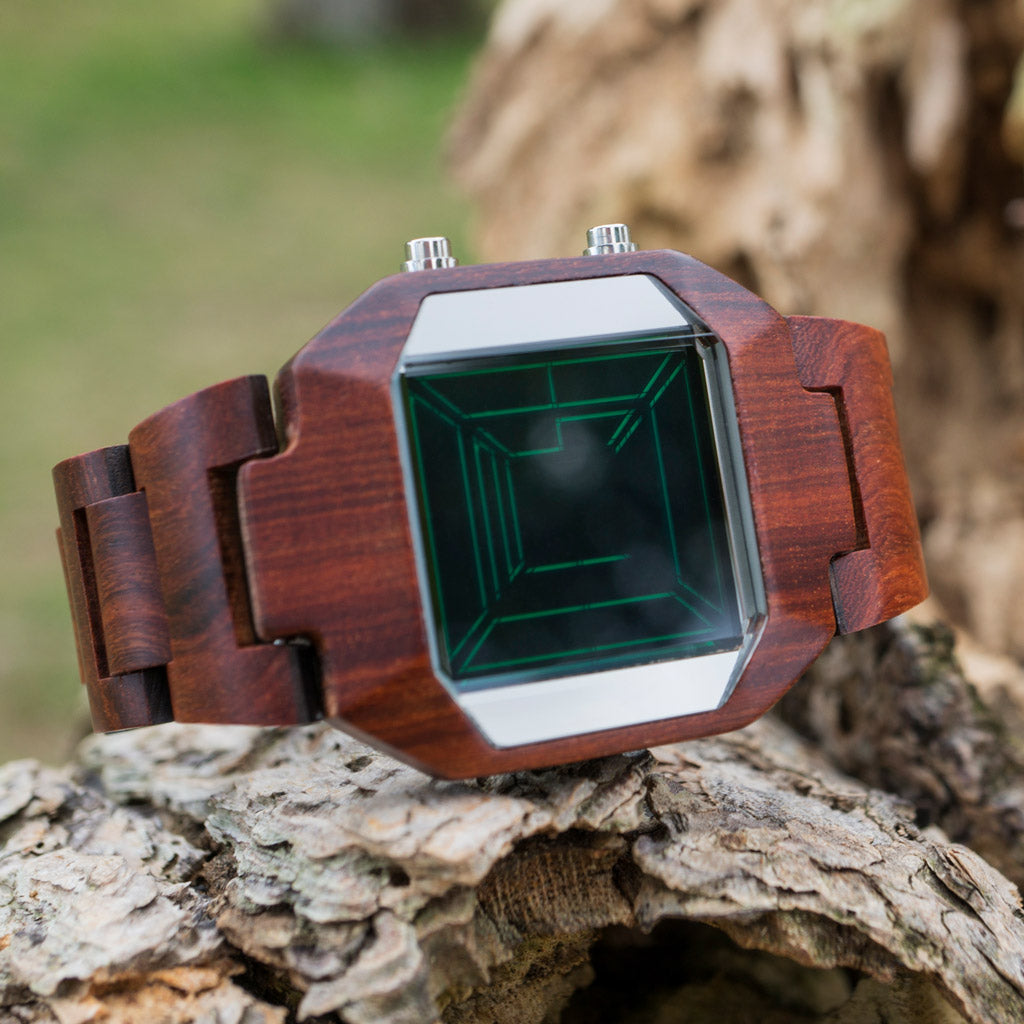 Futuristic Watch | Space Digits Wood | Tokyoflash Japan