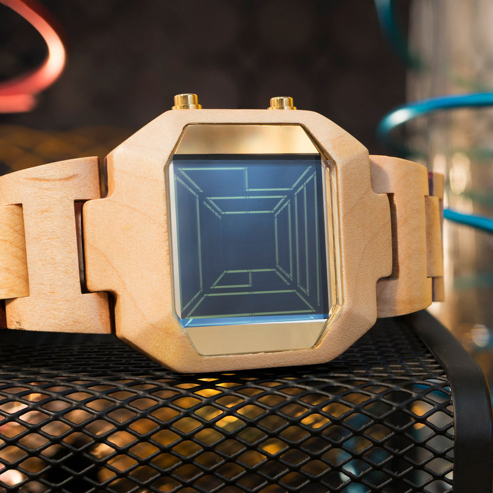 Futuristic Watch | Space Digits Wood | Tokyoflash Japan