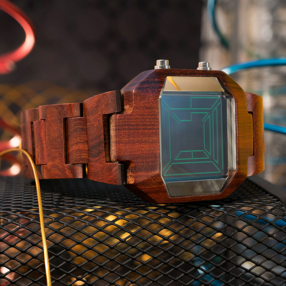 Futuristic Watch | Space Digits Wood | Tokyoflash Japan