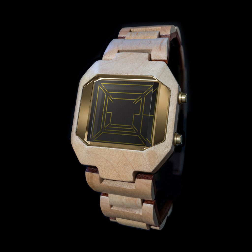 Futuristic Watch | Space Digits Wood | Tokyoflash Japan