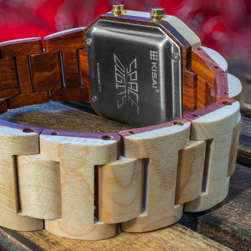 Futuristic Watch | Space Digits Wood | Tokyoflash Japan
