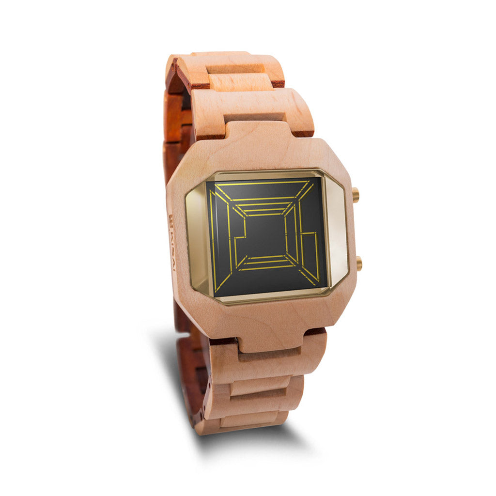 Futuristic Watch | Space Digits Wood | Tokyoflash Japan