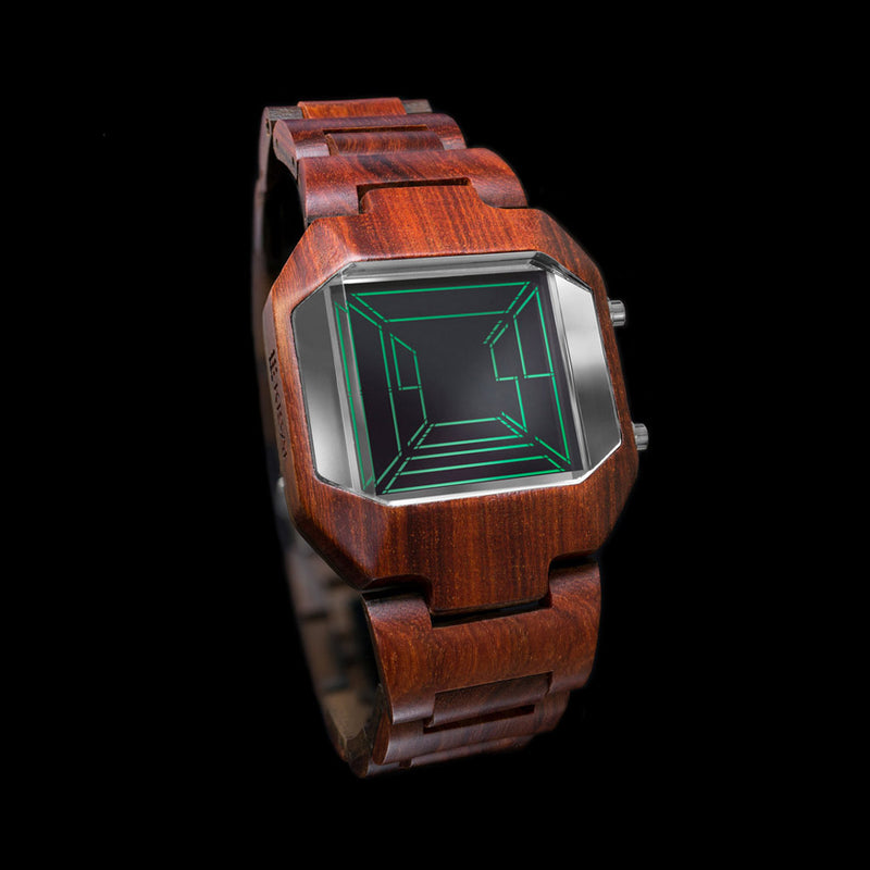 Futuristic Watch | Space Digits Wood | Tokyoflash Japan