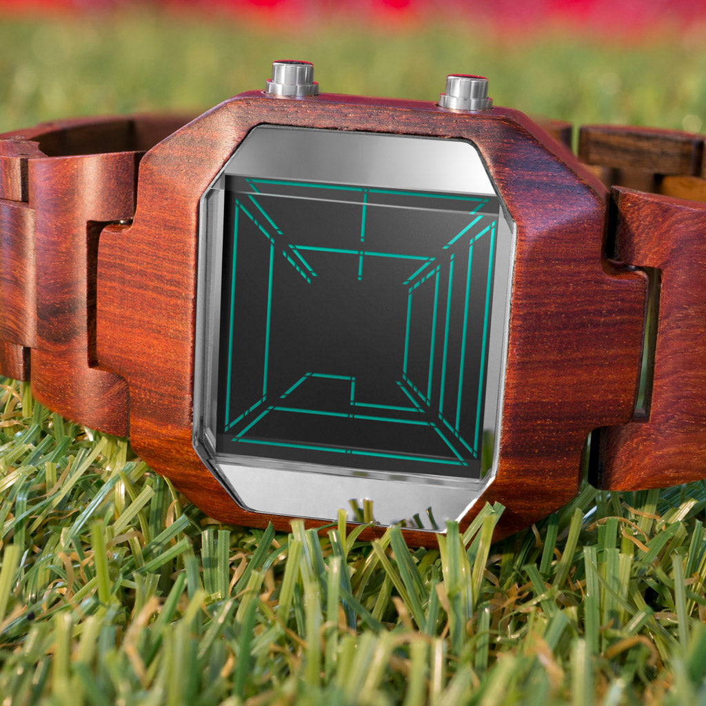 Futuristic Watch | Space Digits Wood | Tokyoflash Japan